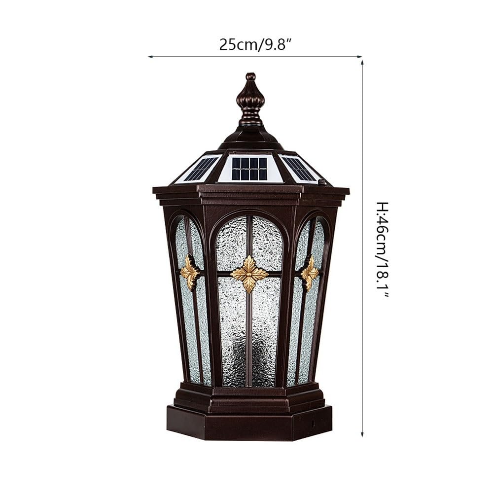 MODEBHD Solar Outdoor Post Light, Waterproof IP65 Villa Courtyard Garden Post Lantern, Pillar Light with One Light and Three Color Temperature, On/Off Solar Powered Post Lamps