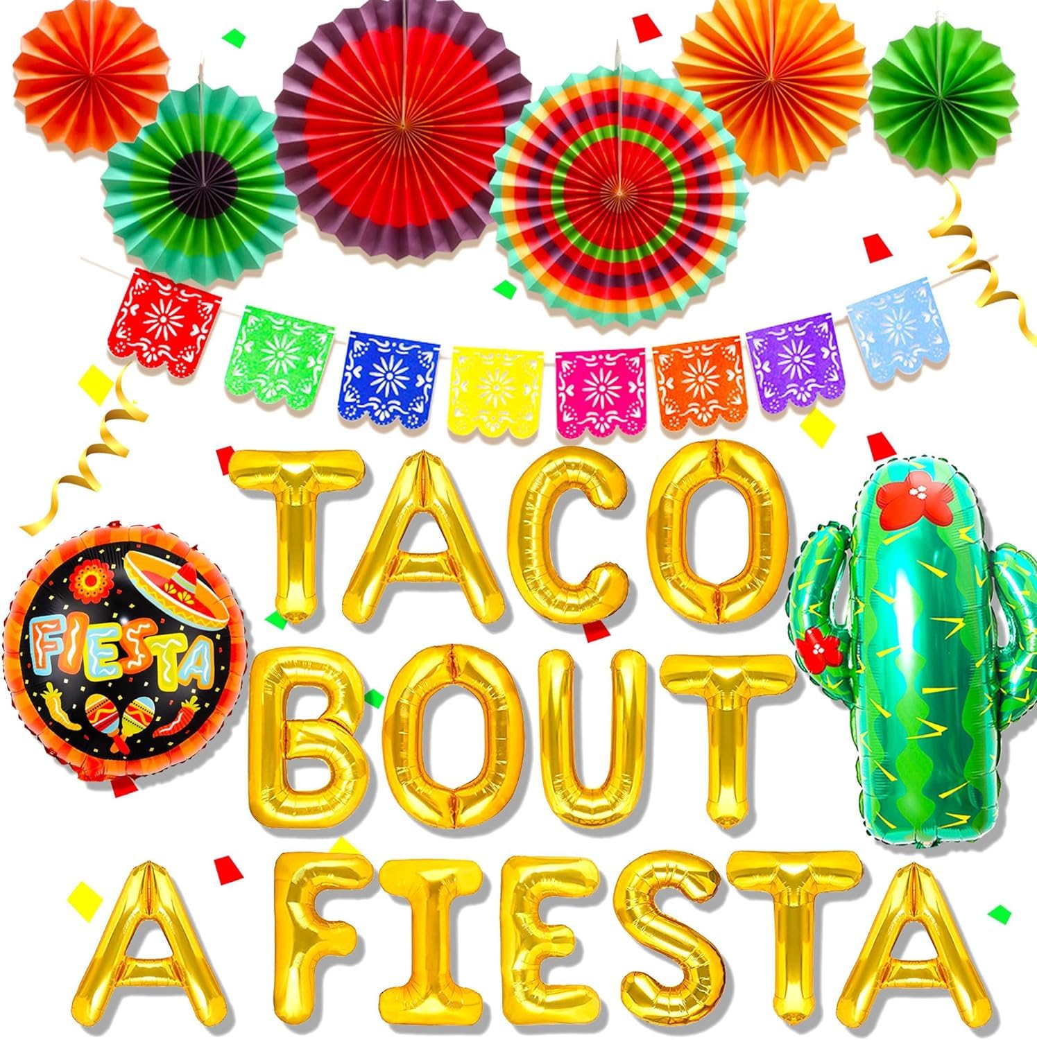 JeVenis Set of 10 Taco Bout a Fiesta Balloons Taco Bout a Party Decoration Fiesta Banner Cactus Baby Shower Decor Fiesta Baby Shower Decorations