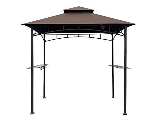 APEX GARDEN Replacement Canopy Top CAN ONLY FIT for Model #L-GZ238PST-11 8' X 5โ Bamboo Look BBQ Grill Gazebo (Canopy Top Only) (Brown)