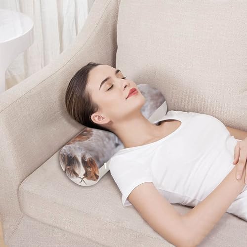 xigua Highland Cattle Neck Roll Pillow for Neck Relief with Removable Washable Cover - Memory Foam Round Cylinder Bolster, Ergonomically Designed for Head, Neck, Back, and Legs