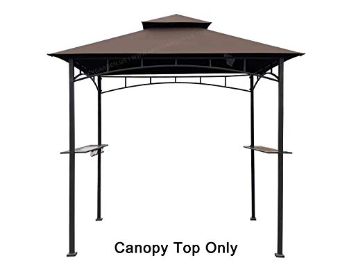 APEX GARDEN Replacement Canopy Top CAN ONLY FIT for Model #L-GZ238PST-11 8' X 5โ Bamboo Look BBQ Grill Gazebo (Canopy Top Only) (Brown)