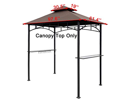 APEX GARDEN Replacement Canopy Top CAN ONLY FIT for Model #L-GZ238PST-11 8' X 5โ Bamboo Look BBQ Grill Gazebo (Canopy Top Only) (Brown)