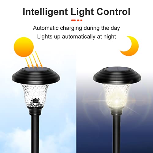 AOBON Solar Lights Outdoor Garden,4 Pack Solar Pathway Lights Outdoor,Solar Lights Outdoor Waterproof for Garden, Landscape, Path, Yard, Patio, Driveway, Walkway.Cool White
