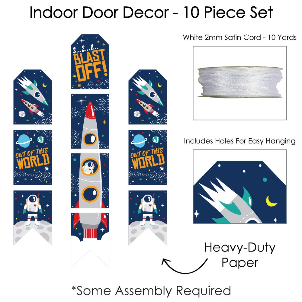 Big Dot of Happiness Blast Off to Outer Space - Hanging Vertical Paper Door Banners - Rocket Ship Baby Shower or Birthday Party Wall Decoration Kit - Indoor Door Decor