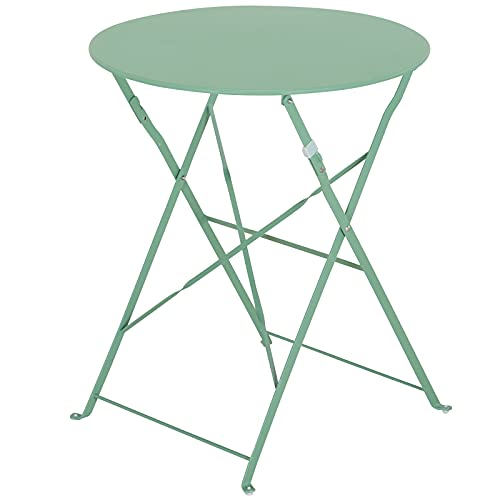 Grand patio 3pc Metal Folding Bistro Set, 2 Chairs and 1 Table, Weather-Resistant Outdoor/Indoor Conversation Set for Patio, Yard, Garden-Pea Green