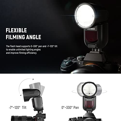 NEEWER Z1-S TTL Round Head Flash Speedlite for Sony Cameras, 76Ws 2.4G 1/8000s HSS, 10 Levels LED Modeling Lamp, 2600mAh Lithium Battery, 480 Full Power Shots, Recycle in 1.5s Flash