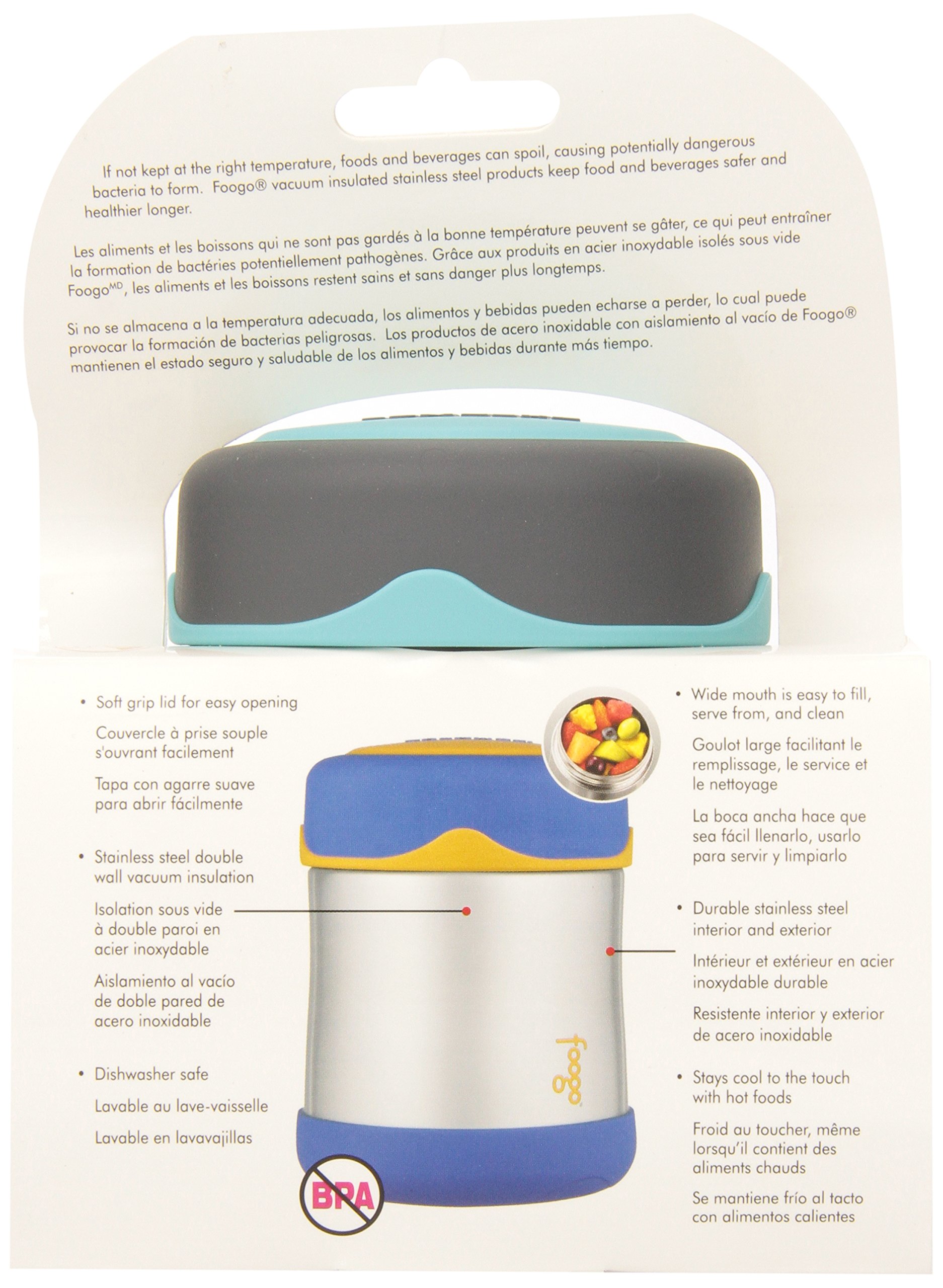 Thermos Foogo Vacuum Insulated Stainless Steel 10-Ounce Food Jar, Charcoal/Teal (B3004TS2)