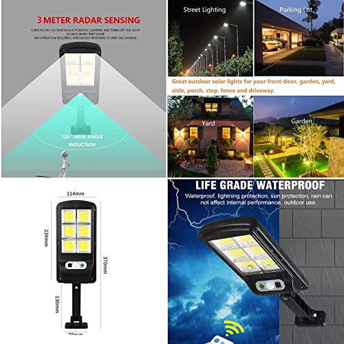 Solar Street Lights - 6000 Lumens 120 LED Motion Sensor Security Solar Flood Lights Outdoor Wall Lamp with 3 Lighting Modes for Front Door, Garden, Yard, Garage, Path (1-Pack)