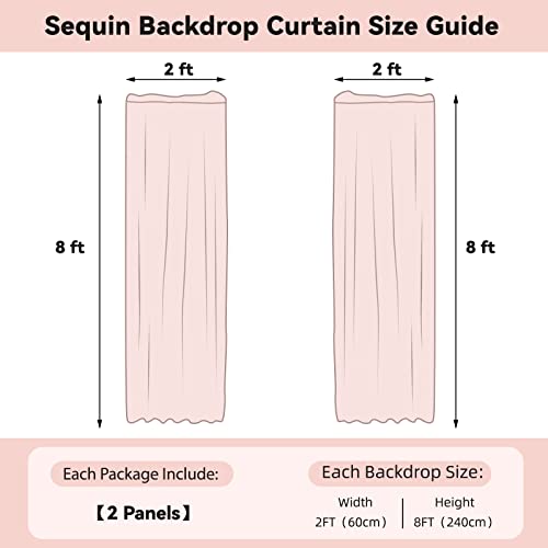 Sugargirl Pink Sequin Backdrop Curtain 2 Panels 2FTx8FT Glitter Pink Background Drapes Sparkle Photography Backdrop for Party Wedding Birthday Wall Decoration
