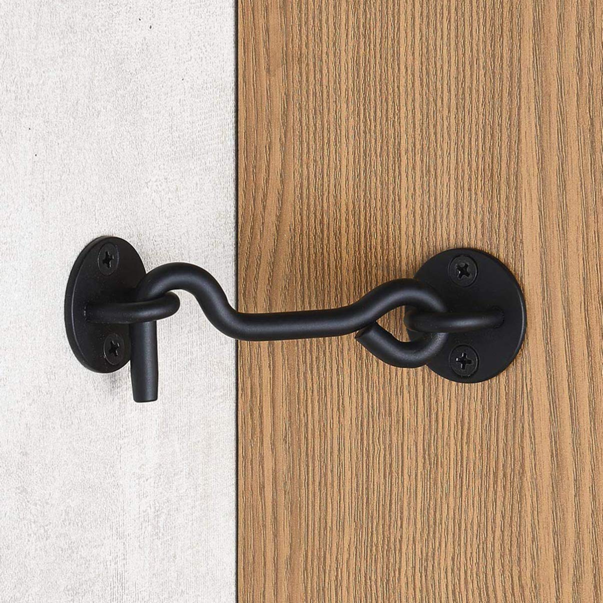 LEVINE 2PCS 4 Inch Latch Black Heavy Duty Solid Stainless Steel Gate Latch for Wooden Fences or Metal Gates,Safety Sliding Barn Door,Shed(4 Inch,Black)