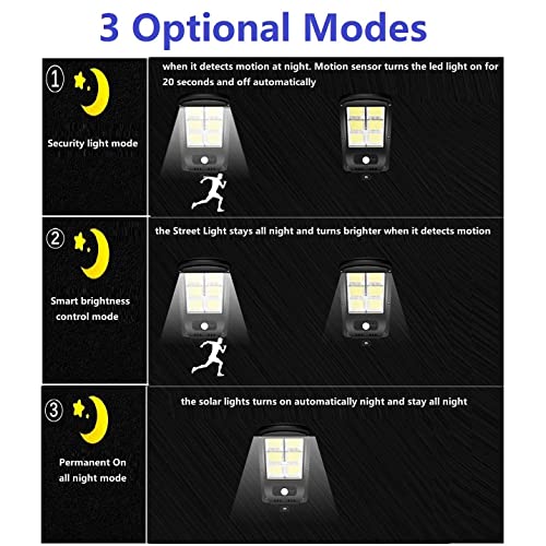 Solar Street Lights - 6000 Lumens 120 LED Motion Sensor Security Solar Flood Lights Outdoor Wall Lamp with 3 Lighting Modes for Front Door, Garden, Yard, Garage, Path (1-Pack)