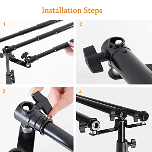 LOMTAP Double Crossbar Mount Backdrop Stand for Parties Triple Mounting Brackets Hardware Set for Photography Wedding Decorations (2 Pack) (CrossBars Not Included, Only Mount)