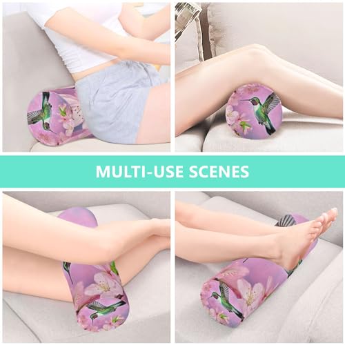 xigua Bird Hummingbird Neck Roll Pillow for Neck Relief with Removable Washable Cover - Memory Foam Round Cylinder Bolster, Ergonomically Designed for Head, Neck, Back, and Legs