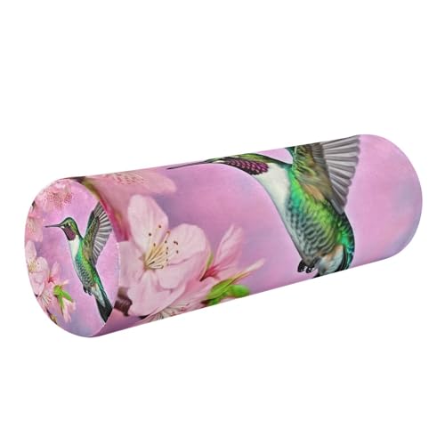 xigua Bird Hummingbird Neck Roll Pillow for Neck Relief with Removable Washable Cover - Memory Foam Round Cylinder Bolster, Ergonomically Designed for Head, Neck, Back, and Legs