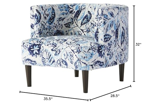 Roundhill Furniture Isla Chenille Oversized Living Room Barrel Accent Chair with Arms, Lyanna Indigo