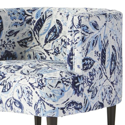Roundhill Furniture Isla Chenille Oversized Living Room Barrel Accent Chair with Arms, Lyanna Indigo