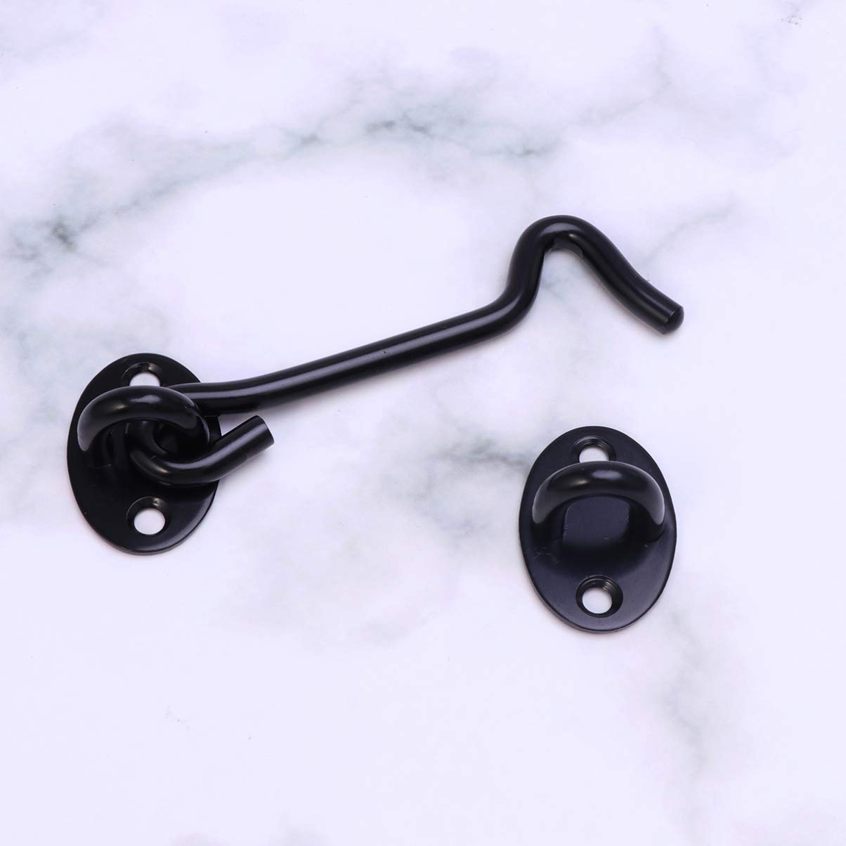 LEVINE 2PCS 4 Inch Latch Black Heavy Duty Solid Stainless Steel Gate Latch for Wooden Fences or Metal Gates,Safety Sliding Barn Door,Shed(4 Inch,Black)