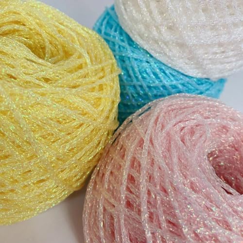 50G Crochet Yarn for Hand Knitting Doll Bags Metallic Cotton Thread Yarns DIY Crocheting Accessoris Gold Laser Lines (Color : Blue)