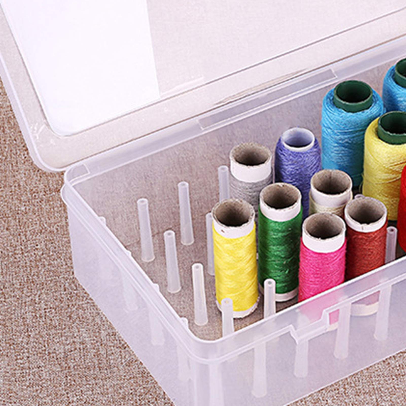 42 Grids Clear Plastic Organizer Box Axis Sewing Threads Box Transparent Needle Wire Storage Organizer Containers for Spools Home Embroidery & Sewing Thread Transparent