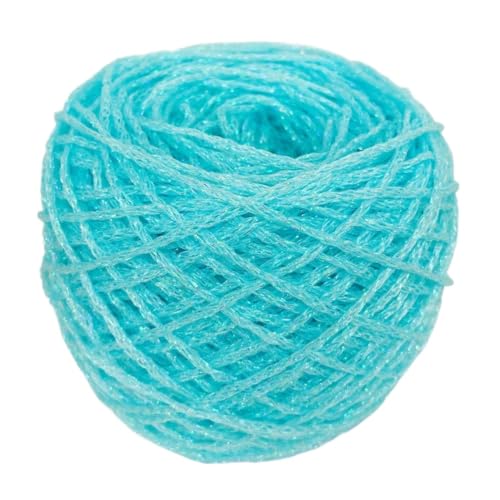 50G Crochet Yarn for Hand Knitting Doll Bags Metallic Cotton Thread Yarns DIY Crocheting Accessoris Gold Laser Lines (Color : Blue)