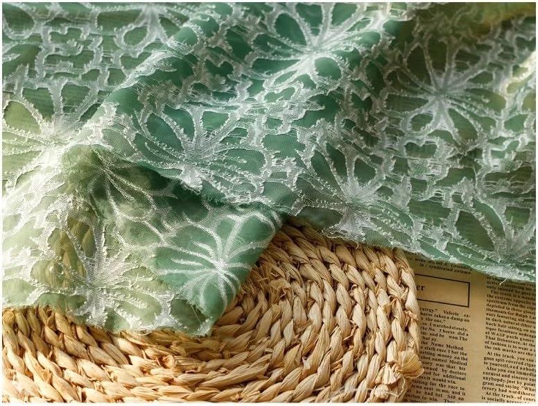 XMTXZYM 5 Meter Chiffon Fabric Tassel Jacquard Cloth Women's Dress Sewing Fabric