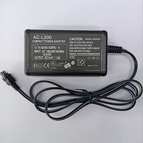 AC-L200 AC Power Adapter Charger for Sony Handycam DCR-SX40, DCR-SX41,DCR-SX44,DCR- SX45,DCR-SX60,DCR-SX63,DCR-SX65,SX83,SX85,DCR-SR42,DCR-SR45,DCR-SR46,DCR-SR47,DCR-SR68