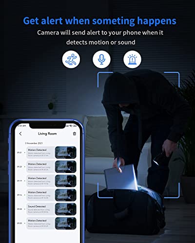 Indoor Security Cam 1080P HD Wi-Fi Smart Home Camera with Night Vision, 2-Way Audio, Motion Detection, Compatible with Alexa & Google Home Hub, Baby/Pet/Elderly