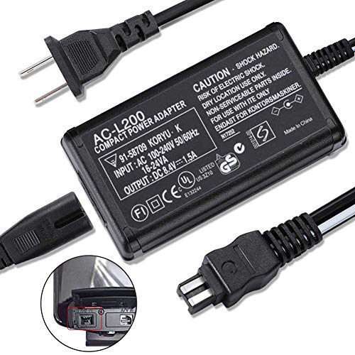 AC-L200 AC Power Adapter Charger for Sony Handycam DCR-SX40, DCR-SX41,DCR-SX44,DCR- SX45,DCR-SX60,DCR-SX63,DCR-SX65,SX83,SX85,DCR-SR42,DCR-SR45,DCR-SR46,DCR-SR47,DCR-SR68