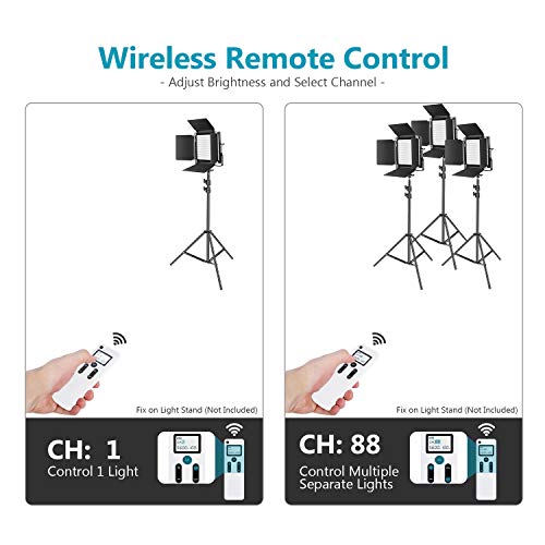 Neewer 2 Packs Advanced 2.4G 660 LED Video Light Photography Lighting Kit, Dimmable Bi-Color LED Panel with LCD Screen, 2.4G Wireless Remote and Light Stand for Portrait Product Photography
