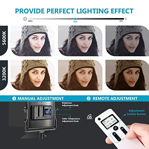 Neewer 2 Packs Advanced 2.4G 660 LED Video Light Photography Lighting Kit, Dimmable Bi-Color LED Panel with LCD Screen, 2.4G Wireless Remote and Light Stand for Portrait Product Photography