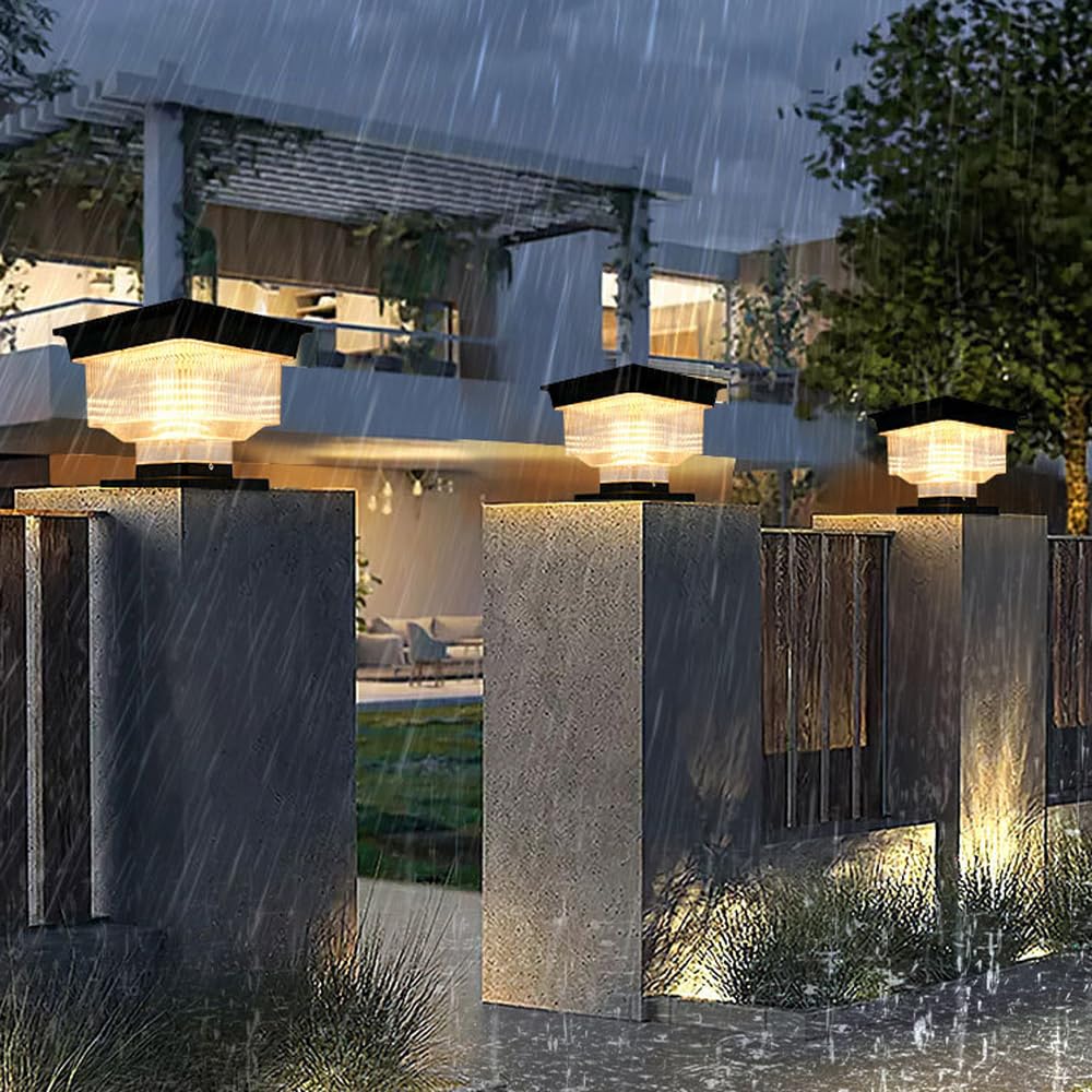 VELLOW Solar Post Lamp, Outdoor Post Lantern with Pier Mount Base, Motion Sensor Solar Lamp Column Lights, Aluminum Waterproof Outdoor SolarStigma Lamps Decorations Landscape Lighting for Patio