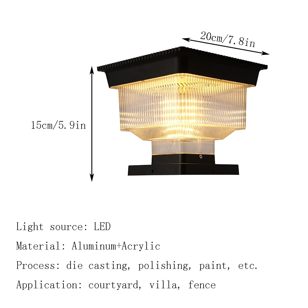 VELLOW Solar Post Lamp, Outdoor Post Lantern with Pier Mount Base, Motion Sensor Solar Lamp Column Lights, Aluminum Waterproof Outdoor SolarStigma Lamps Decorations Landscape Lighting for Patio
