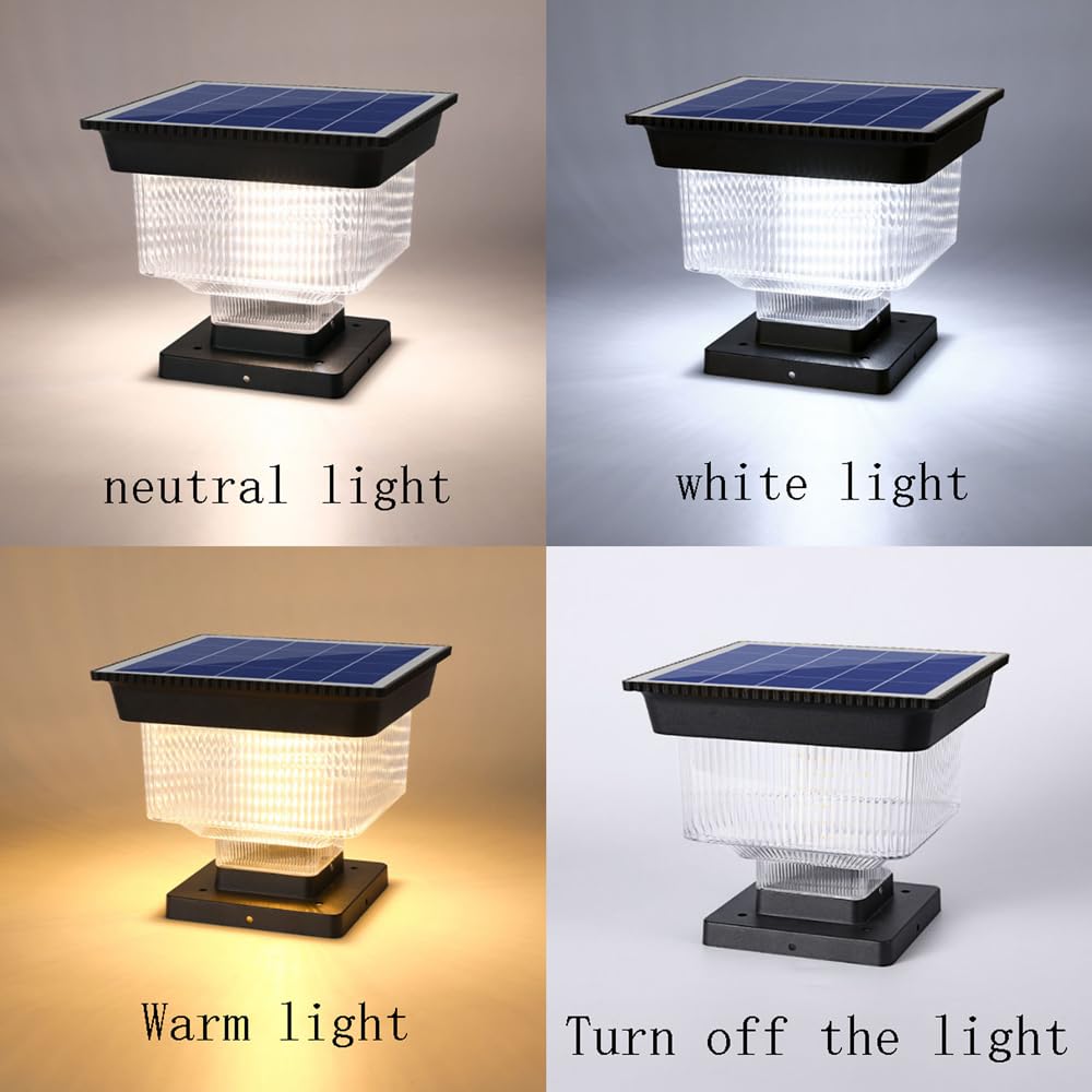 VELLOW Solar Post Lamp, Outdoor Post Lantern with Pier Mount Base, Motion Sensor Solar Lamp Column Lights, Aluminum Waterproof Outdoor SolarStigma Lamps Decorations Landscape Lighting for Patio