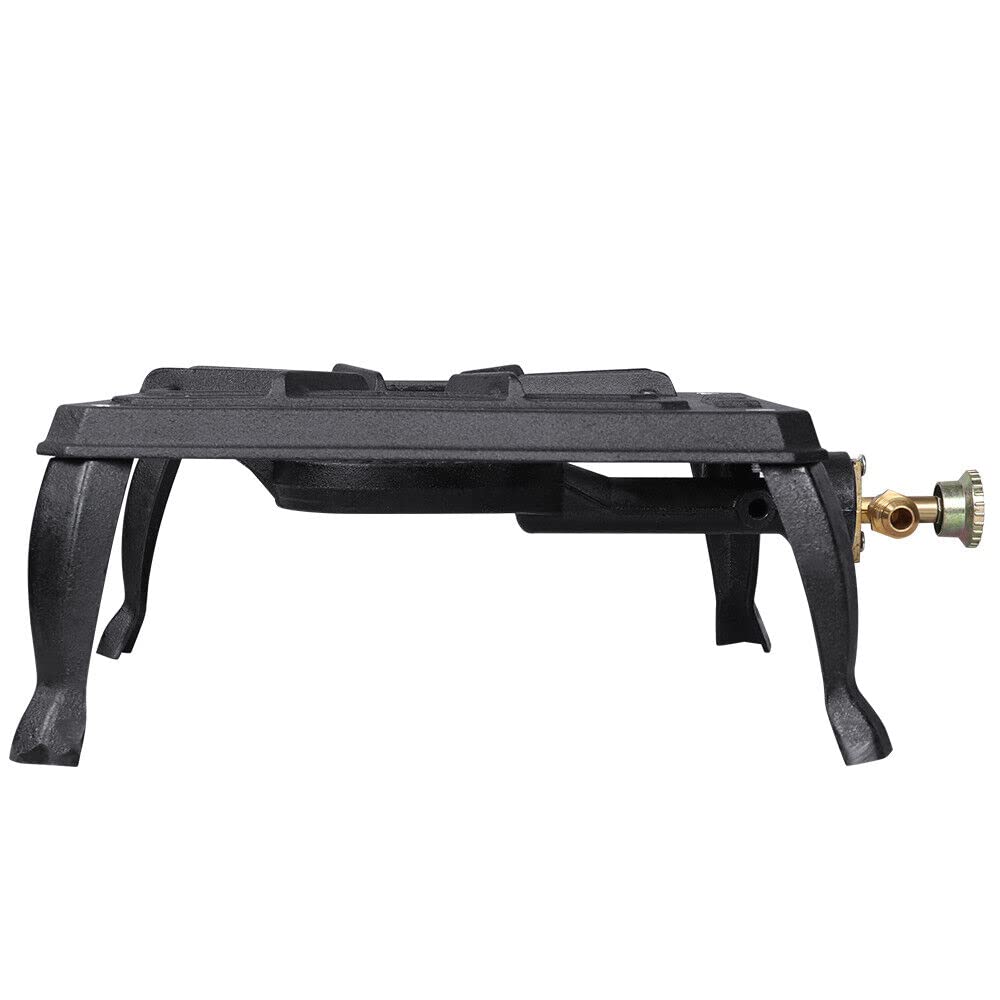 JNTKE Single Portable Burner, Cast Iron Propane LPG Gas Stove, Outdoor Stove BBQ 15000 BTU Camping Cooker for Barbecue Grilling, Tailgating, Hiking