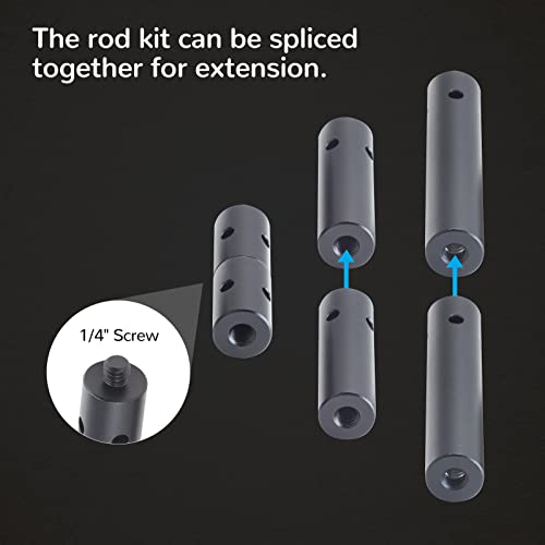 Nitze 15mm Rod with 1/4β Screw 1 Inch/2 Inches/3 Inches (3 pcs) Aluminum Alloy 15mm Rods wtih 1/4" Male to Female Threads - R15-1/4-KIT