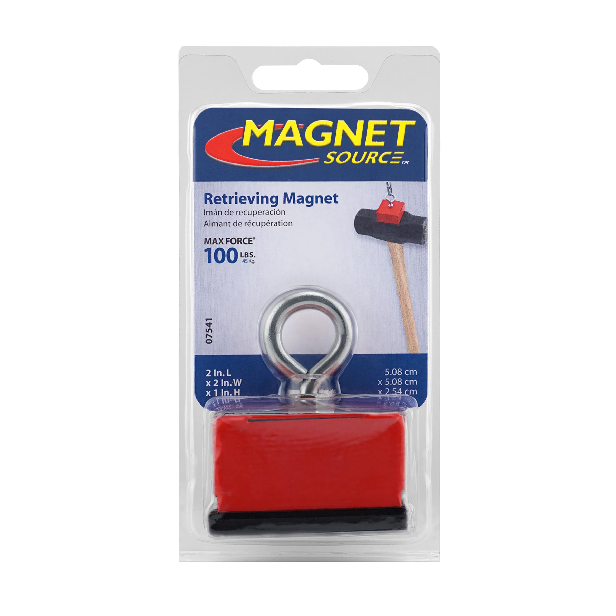 Master Magnetics Strong Retrieving Magnet with Eyebolt and Nut, Fishing Magnet with Magnetic Shields, 07541