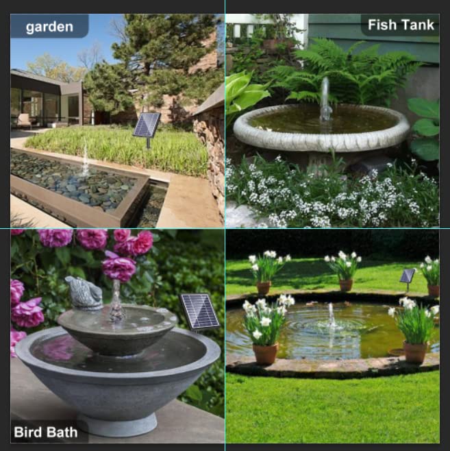 Biling Solar Bird Bath Fountain with Panel, Upgrade 200L/H Solar Fountain Water Pump Kit, Solar Powered Fountain Pump outdoor for Bird Bath Pond Garden Pool Fish Tank Aquarium
