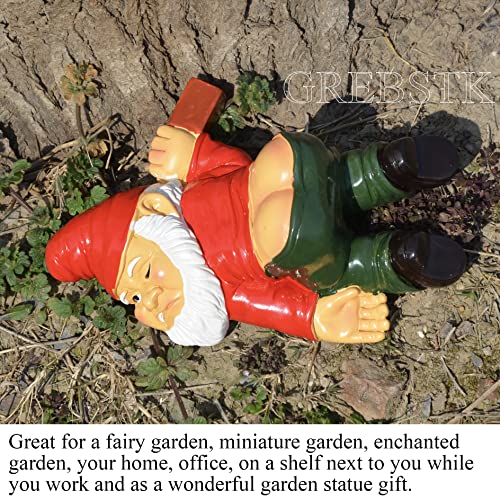 GREBSTK Drunk Gnome Statue Garden Gnome Outdoor Statues Garden Sculpture Decoration Garden Figurine Art