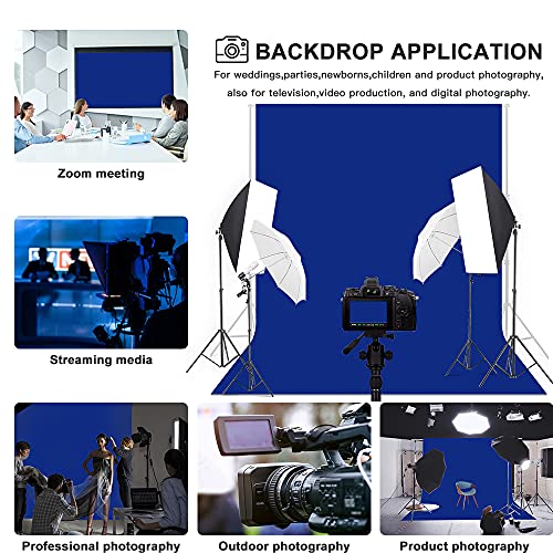Lidlife 10 x 10 ft Blue Backdrop,Blue Screen Backdrop Background for Photoshoot Polyester Fabric Chromakey Blue Background Backdrop with 4 Backdrop Clips for Photography,Video Studio