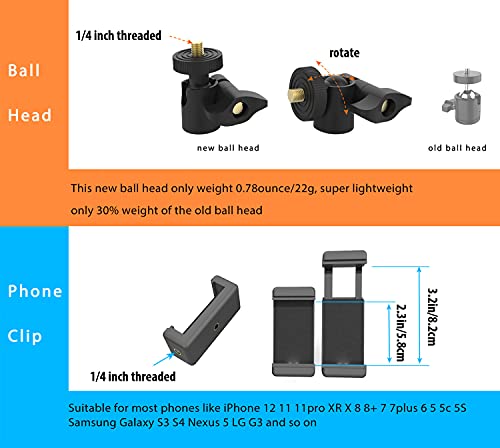 Long Overhead Tripod Mount for iPhone Webcam Ring Light, Gooseneck Desk Phone Arm Holder for Over Head Video Recording Filming Live Streaming, Webcam Tripod Stand with Articulating Arm