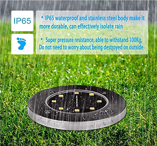 niftynifty Solar Ground Lights Outdoor Waterproof 12 Pack 8 Led Warm Bright Garden Disc Lights Solar Ground Light Powered Lighting Flat Solar Lights for Garden and Landscape Outdoor Inground Lights