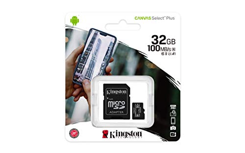 Kingston 32GB microSDHC Canvas Select Plus 100MB/s Read A1 Class10 UHS-I Memory Card + Adapter (SDCS2/32GB)