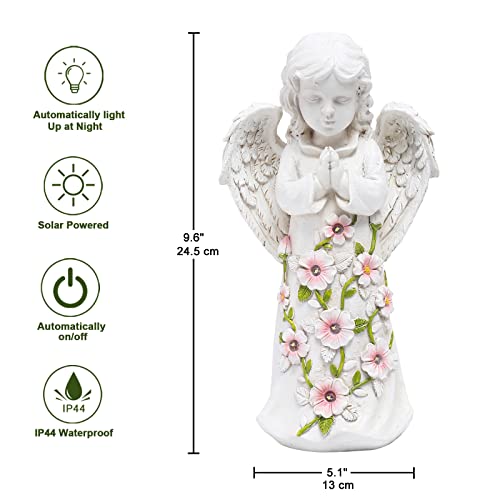 Nacome Angel Outdoor Garden Decor Statues – Solar Garden Figurines Gifts for Mom Grandma Women
