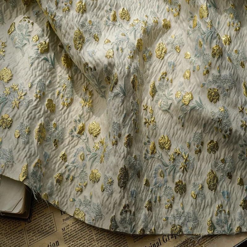 XMTXZYM 2 Meter Yarn Dyed Jacquard Fabric Embossed Flower Spring and Autumn Dress DIY Sewing Fabric
