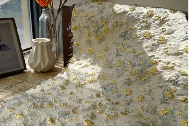 XMTXZYM 2 Meter Yarn Dyed Jacquard Fabric Embossed Flower Spring and Autumn Dress DIY Sewing Fabric