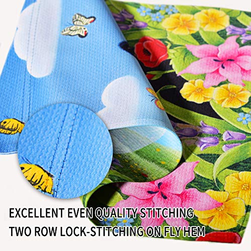 LAYOER Home Garden Flag 12.5 x 18 inch Grass Pastoral Cat & Flower Net Bag Catching Butterflies
