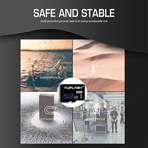 Micro SD Card 512GB Memory Card 512GB TF Card Class 10 High Speed with Adapter for Camera, Phone, Computer 512GB