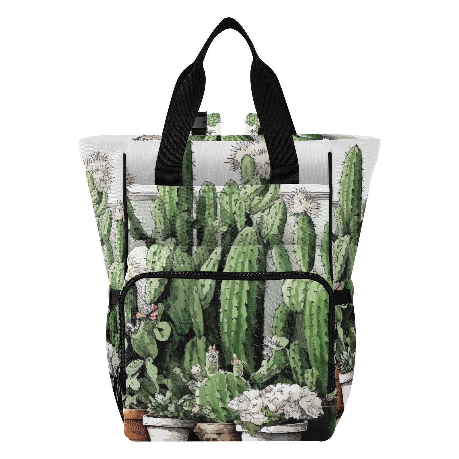 xigua Cactus Plants Flowers Diaper Bag Backpack Multi Function Baby Changing Bags Waterproof Large Capacity Travel Back Pack for Mom Dad