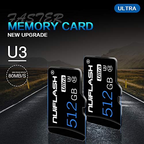 Micro SD Card 512GB Memory Card 512GB TF Card Class 10 High Speed with Adapter for Camera, Phone, Computer 512GB