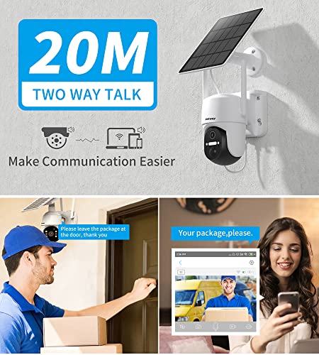 Ankway Solar Security Camera, 2K Wireless Outdoor Cameras with Smart App, Color Night Vision, 360° PTZ WiFi Camera for Video Surveillance, IP65, AI Detection, 2-Way Talk, 3.5W Solar Powered Panel